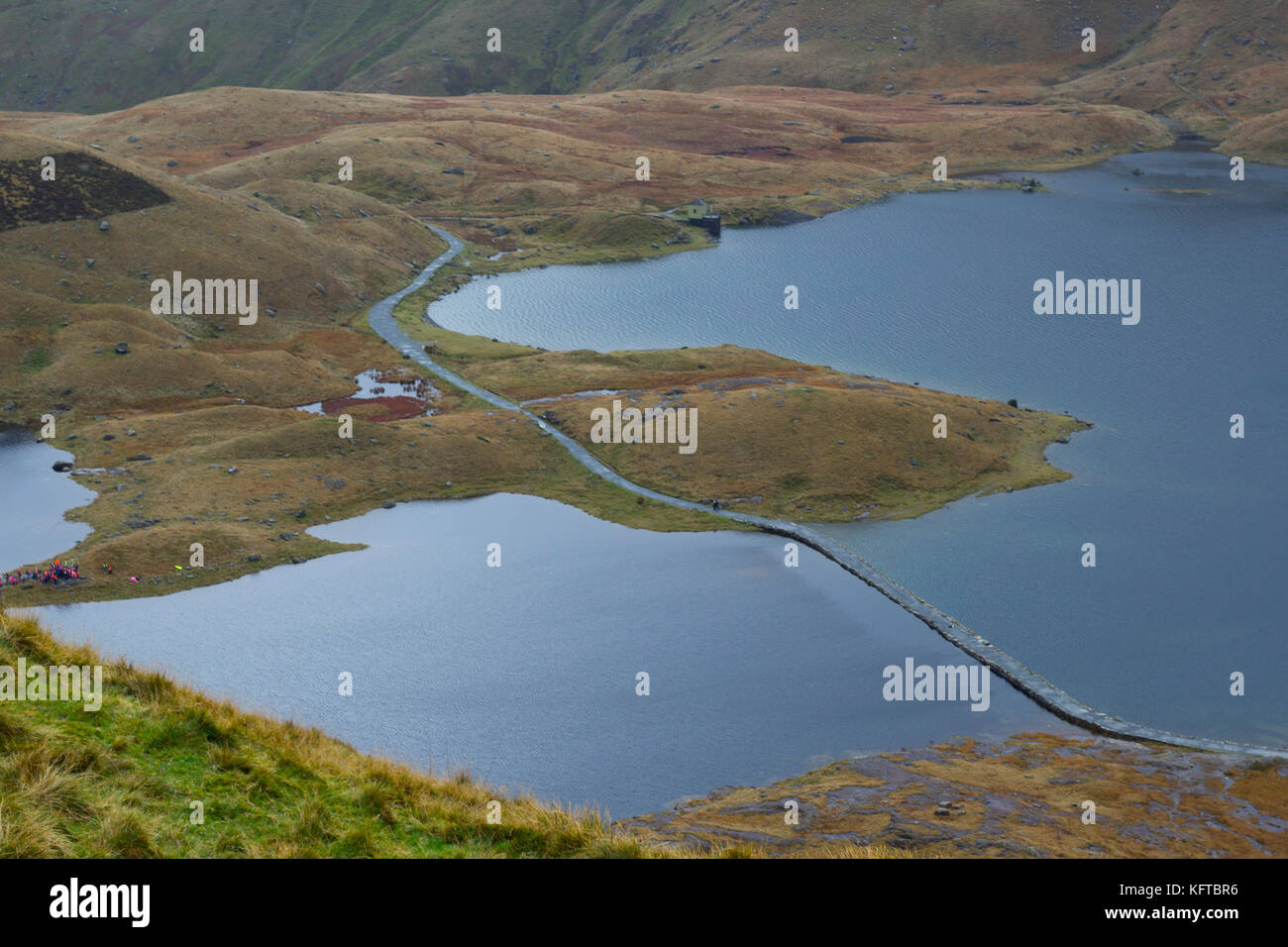 Lake with bridge in north wales Stock Photo - Alamy
