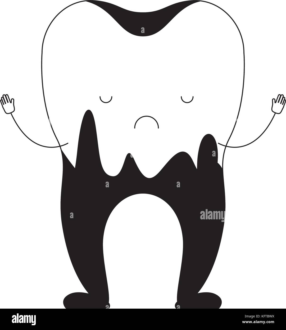 cartoon caries in the root of tooth in black silhouette Stock Vector ...