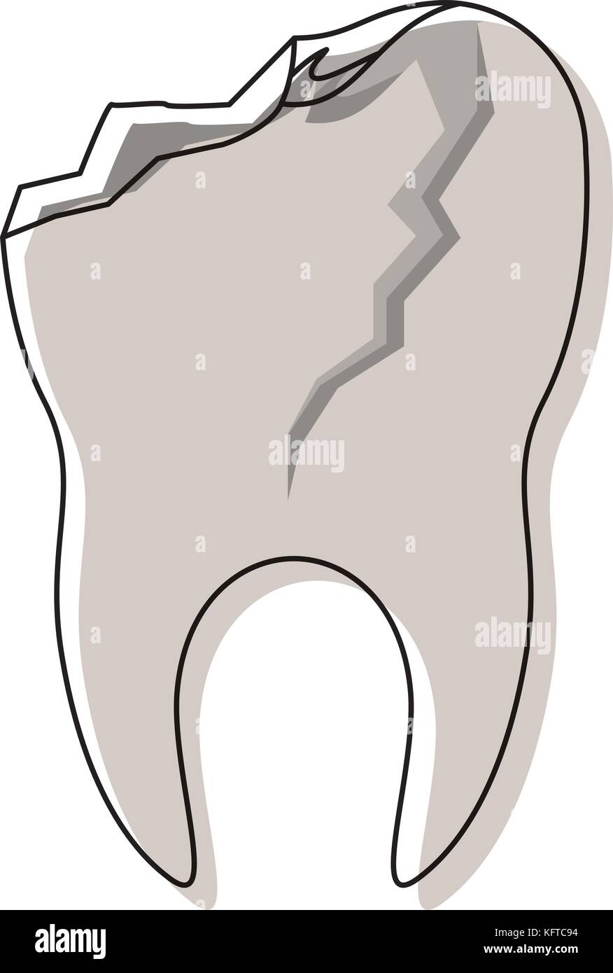 tooth with root and broken in watercolor silhouette Stock Vector Image ...