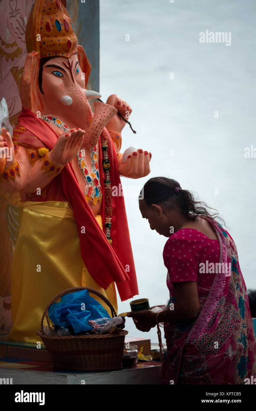 Red bus converted into a cafe, Saint Martin, Mauritius Stock Photo - Alamy