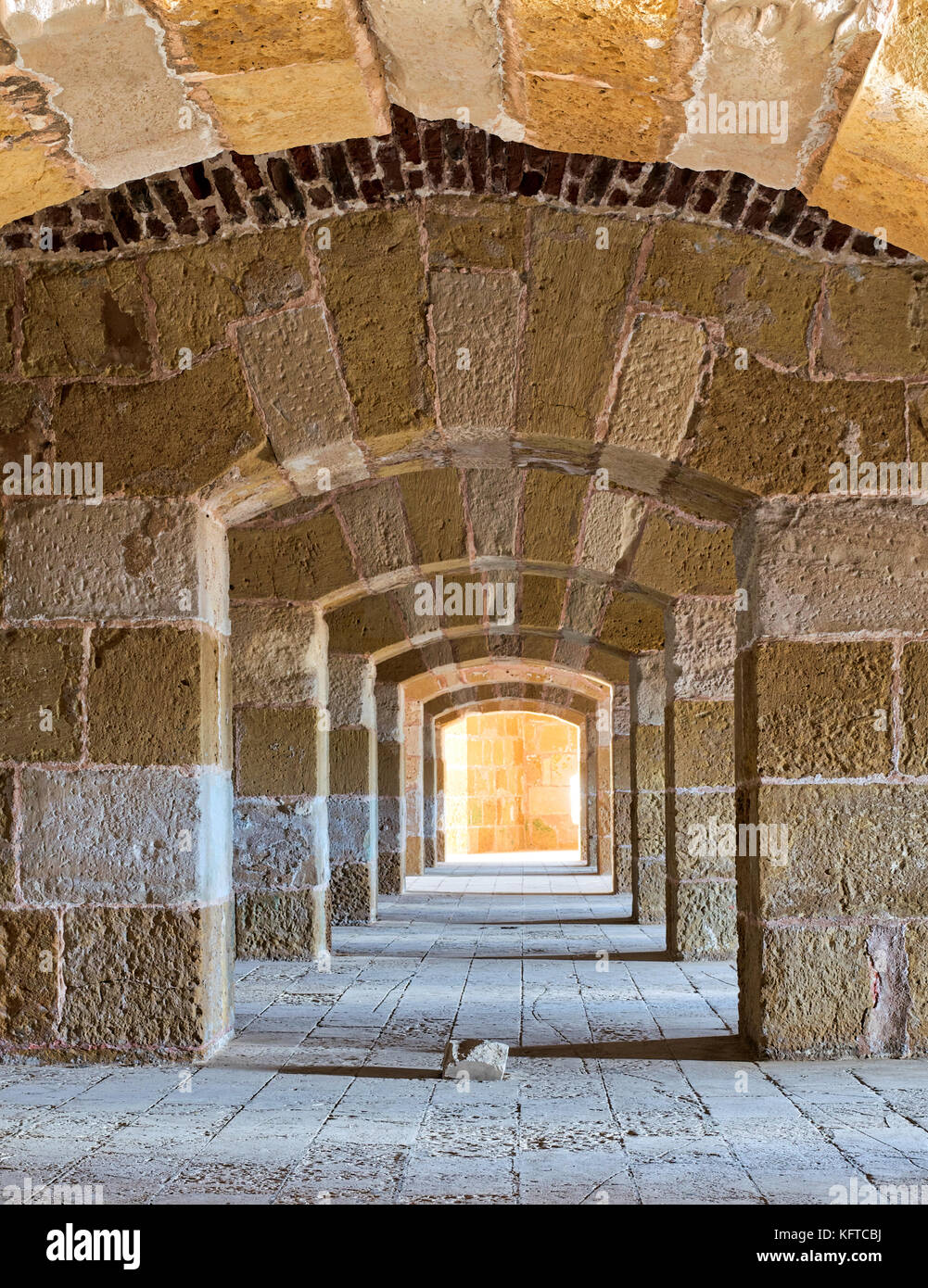 Stoned arched Passage under Kayet Bey Castle, Alexandria, Egypt Stock ...