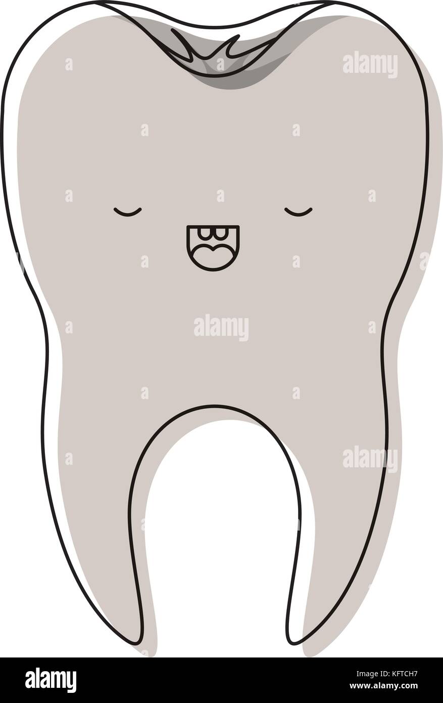 healthy kawaii tooth with root in watercolor silhouette Stock Vector ...