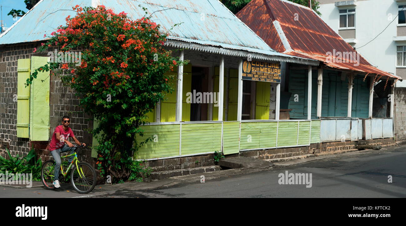 Red bus converted into a cafe, Saint Martin, Mauritius Stock Photo - Alamy