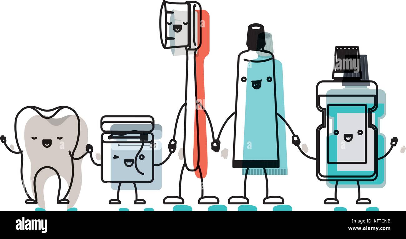 tooth and dental floss and toothbrush and toothpaste and mouthwash in ...