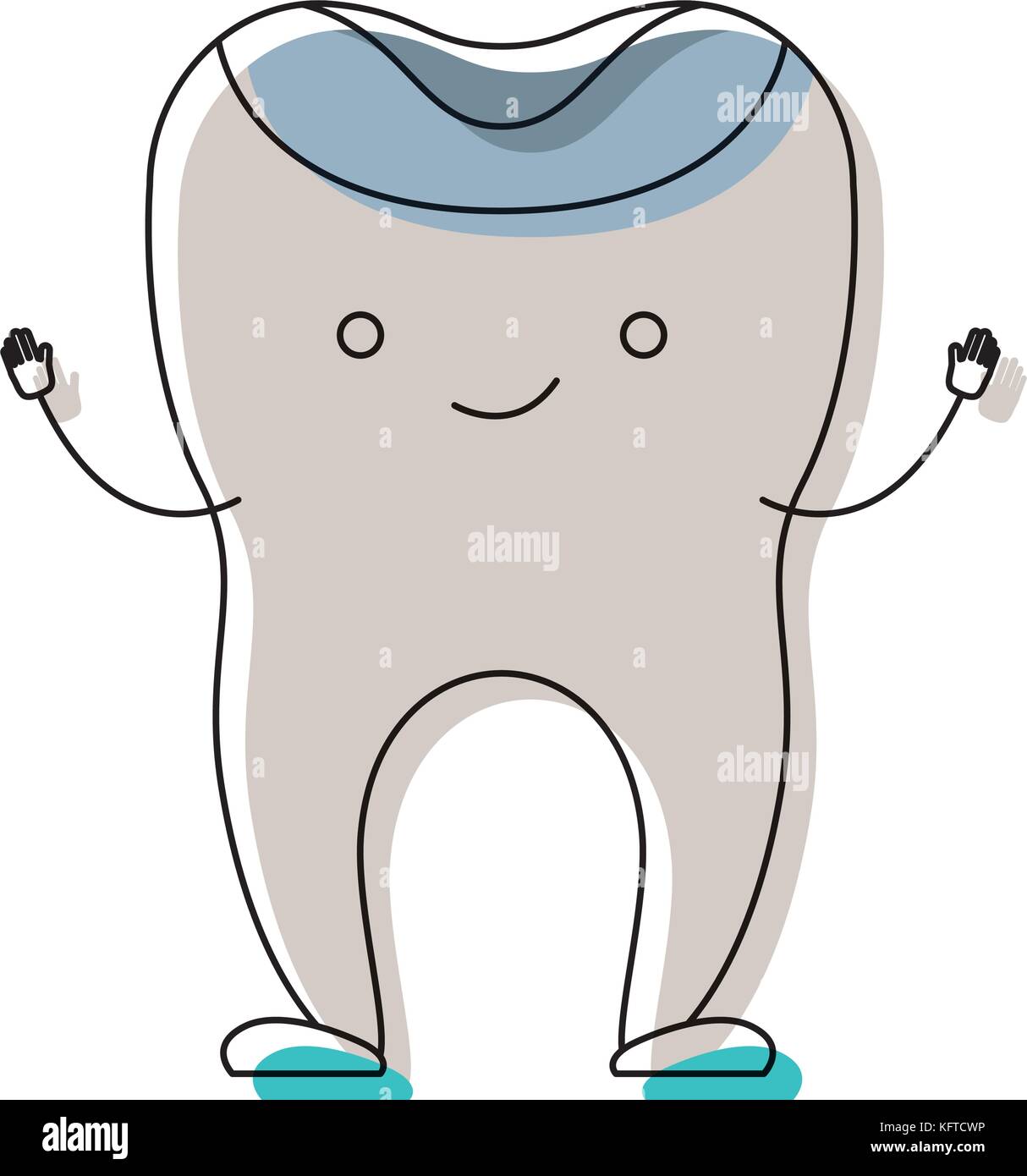 restored tooth cartoon in watercolor silhouette Stock Vector Image ...