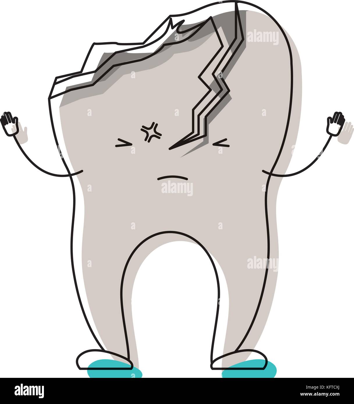 cartoon tooth broken in watercolor silhouette Stock Vector Image & Art ...