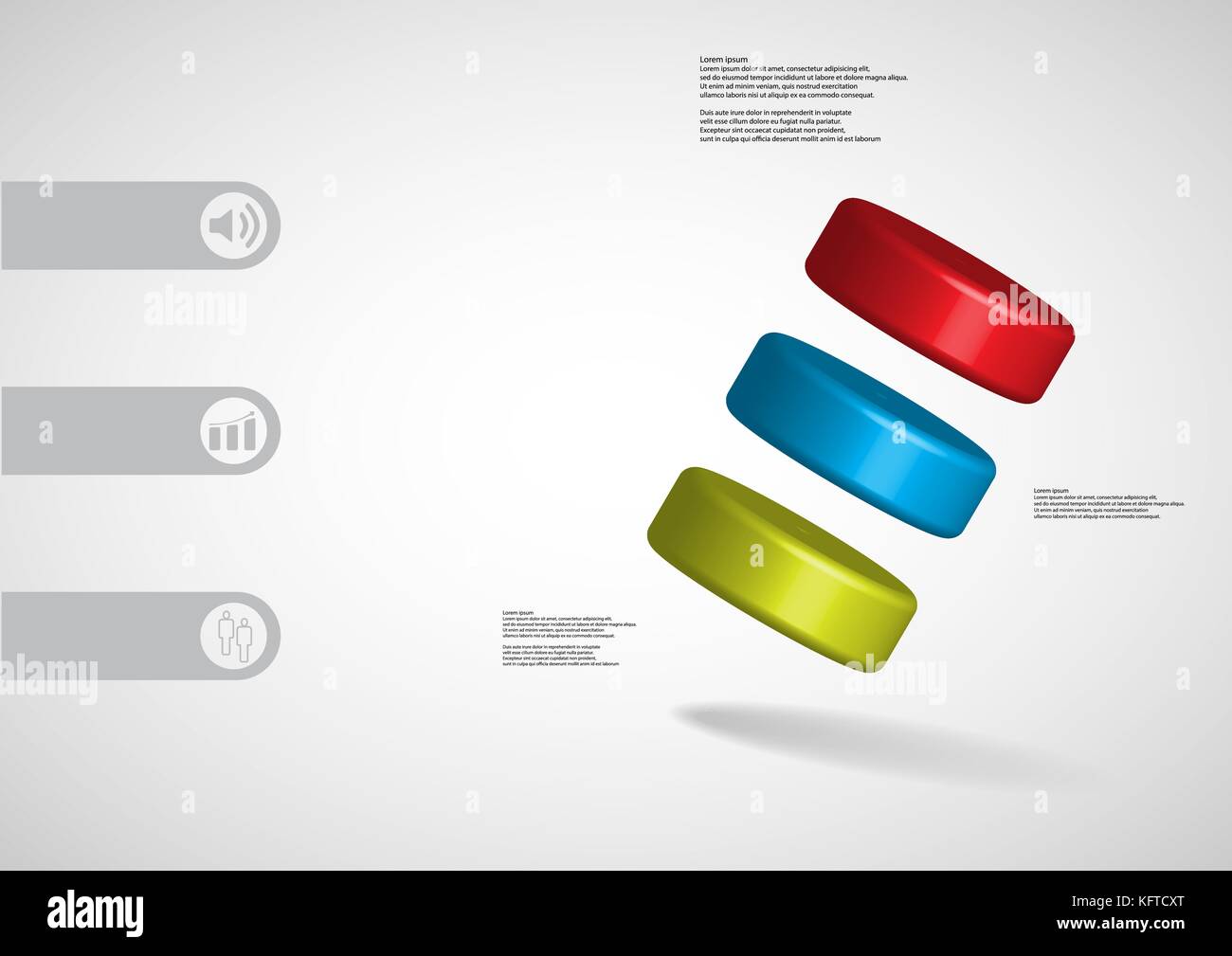 3D illustration infographic template with motif of three color ...