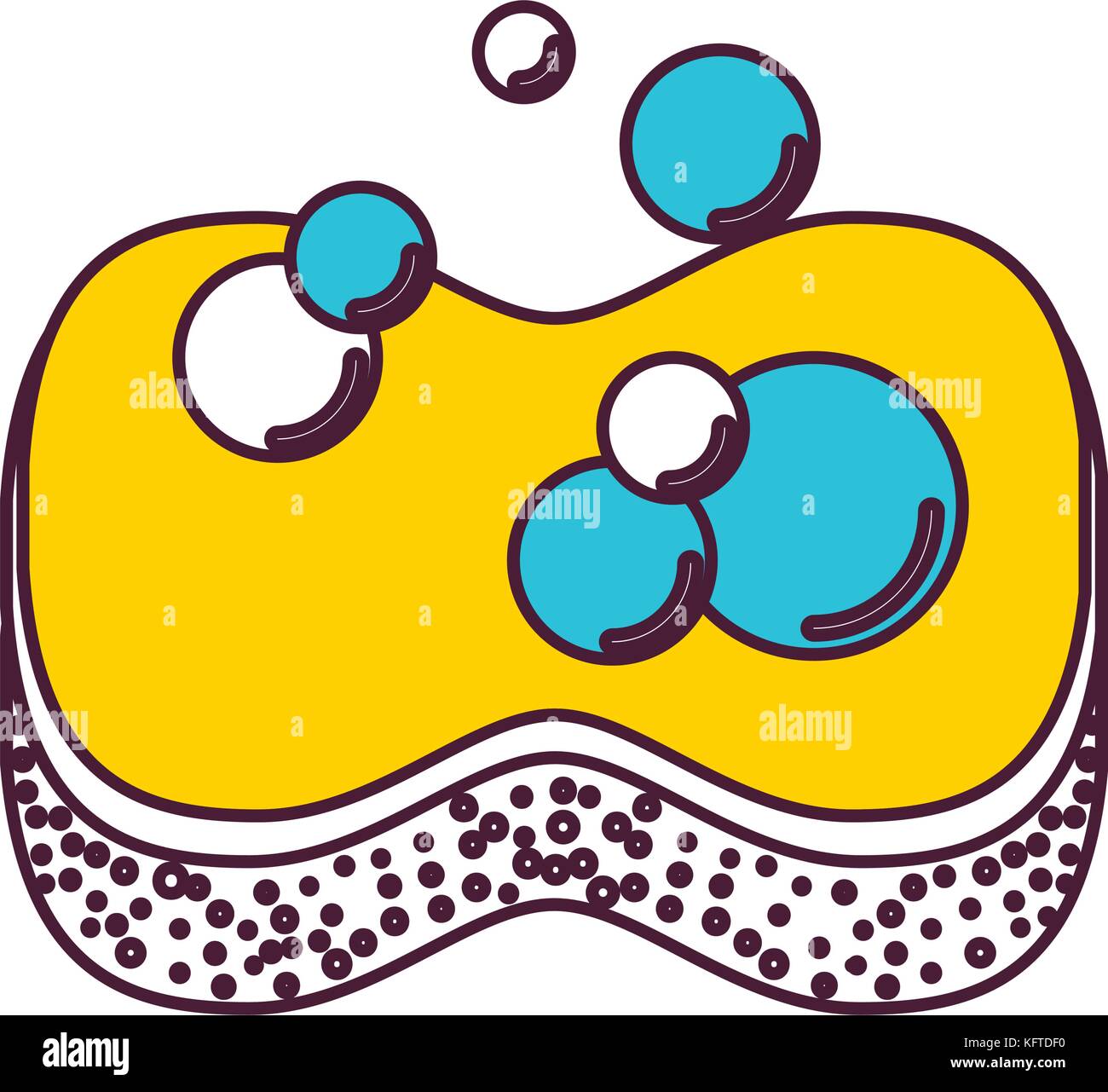 sponge with bubbles of soap in color sections silhouette Stock Vector ...