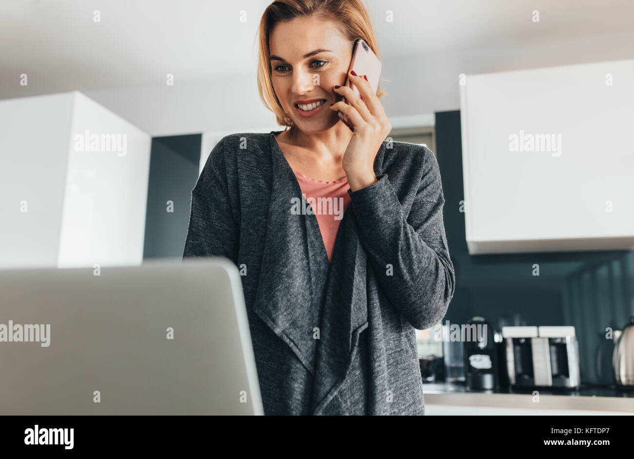 Woman operating phone hi-res stock photography and images - Alamy