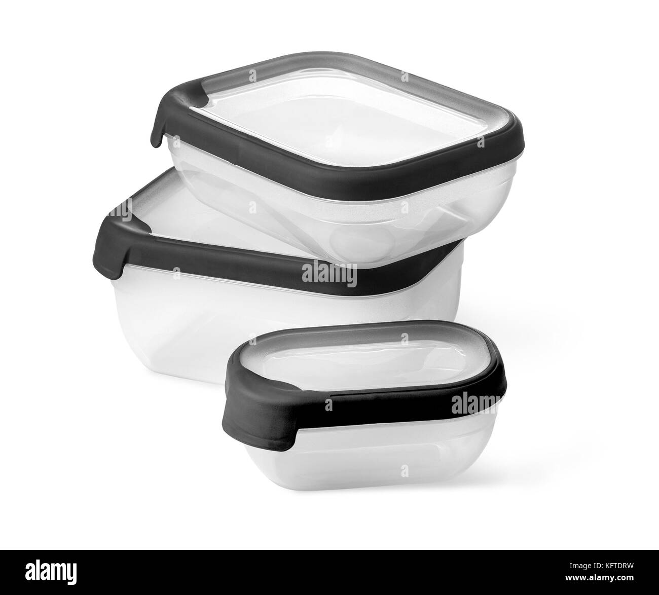 Empty food plastic container with lid isolated on white with clipping ...