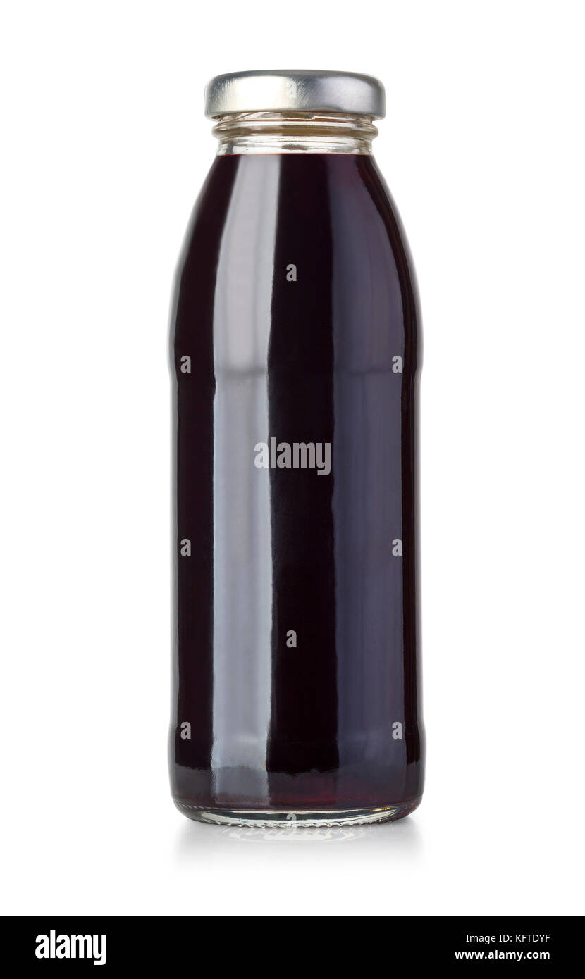 bottle of red juice isolated on white background with clipping path ...
