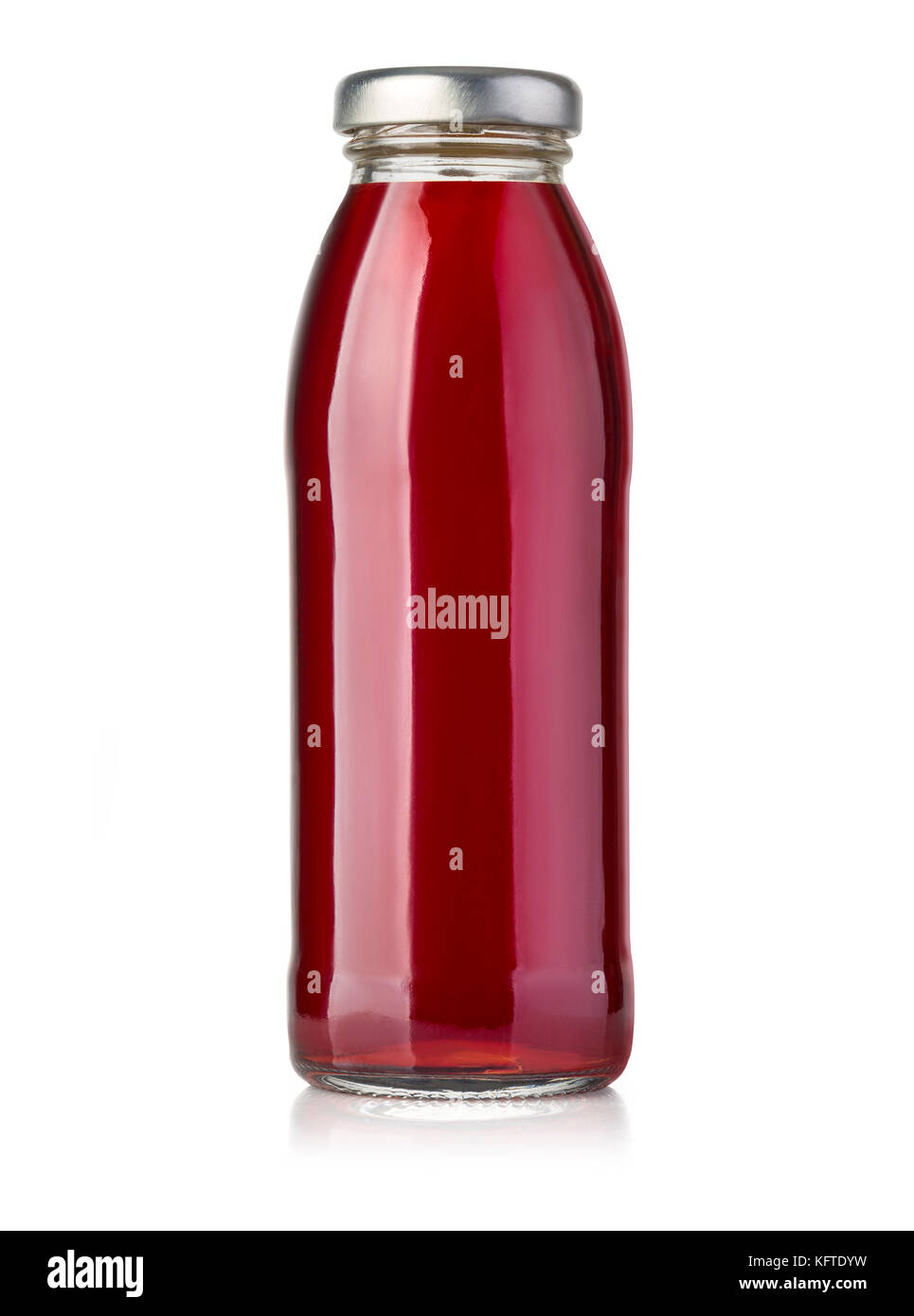 bottle of red juice isolated on white background with clipping path ...