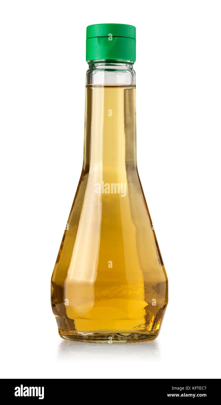 Glass bottle of vinegar isolated on white background with clipping path ...