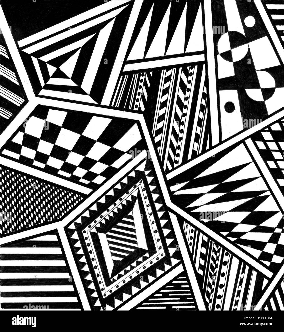 black and white hand made abstract modern design Stock Photo - Alamy