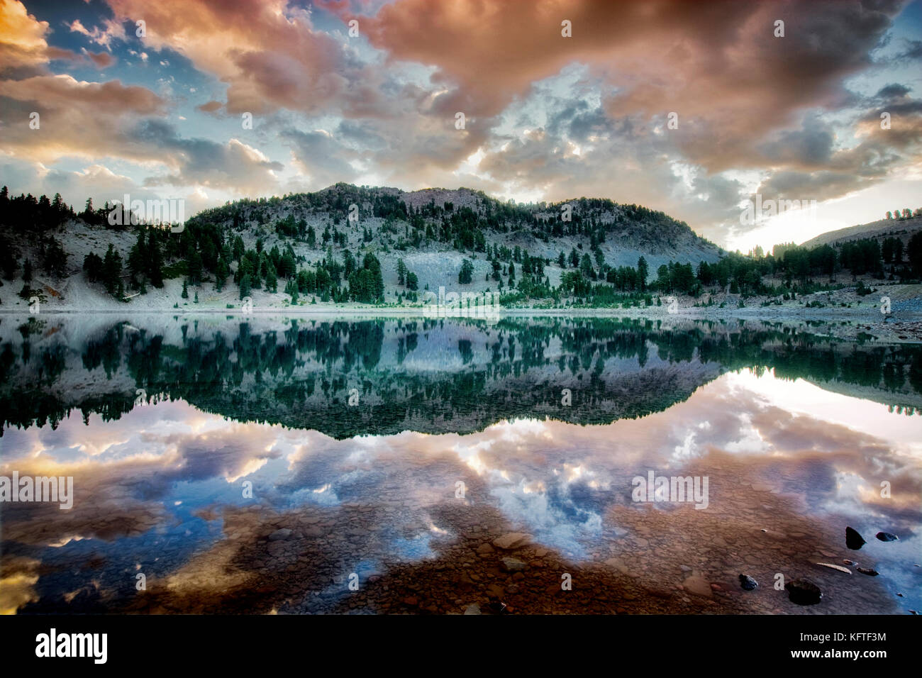 Sunrise Reflected In Lake Helen Lassen Volcanic National Park