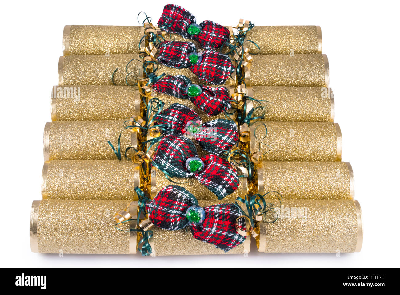 A studio shot of Christmas Crackers or otherwise known as Bon Bons. A ...