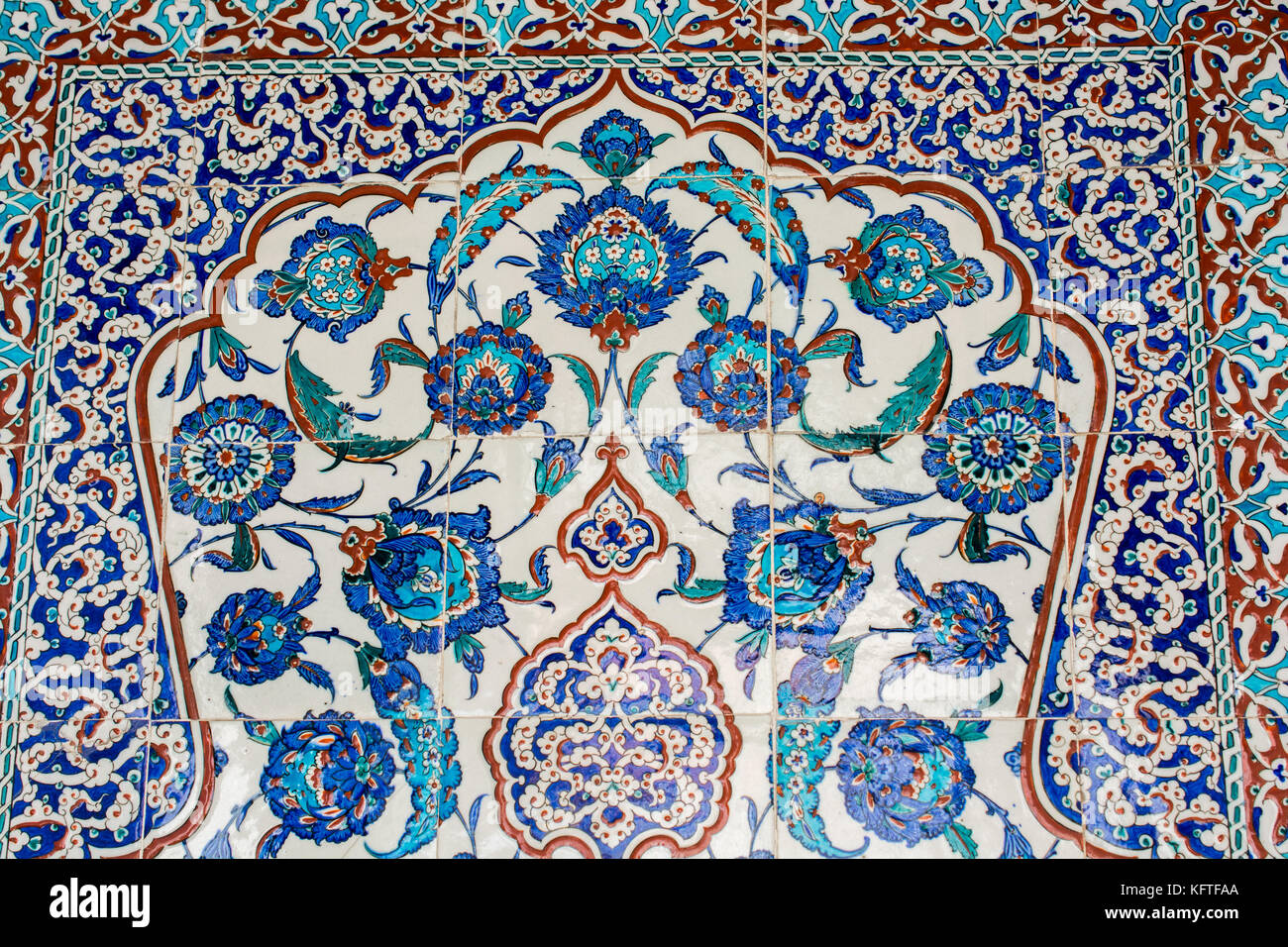 Ottoman ancient Handmade Turkish Tiles with floral patterns Stock Photo ...