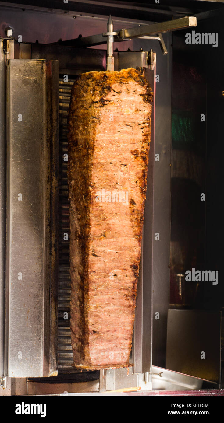 Traditional Turkish Doner Kebab on pole Stock Photo - Alamy