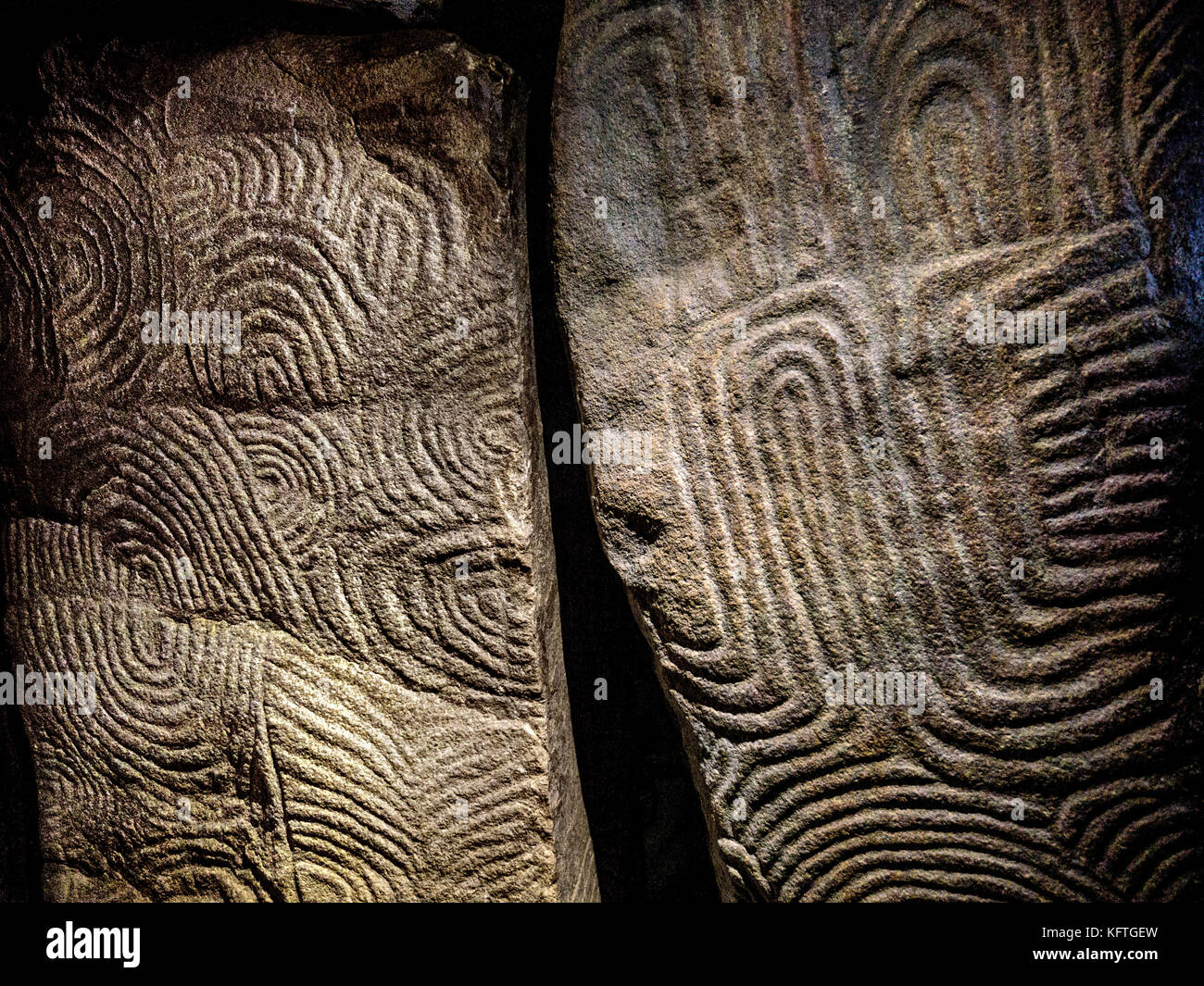 GAVRINIS DARK CAVE INTERIOR CARVINGS CLOSE-UP Brittany France ...