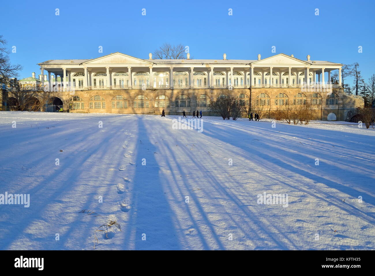 Cameron gallery in Catherine Park in winter. Pushkin, Tsarskoye Selo ...