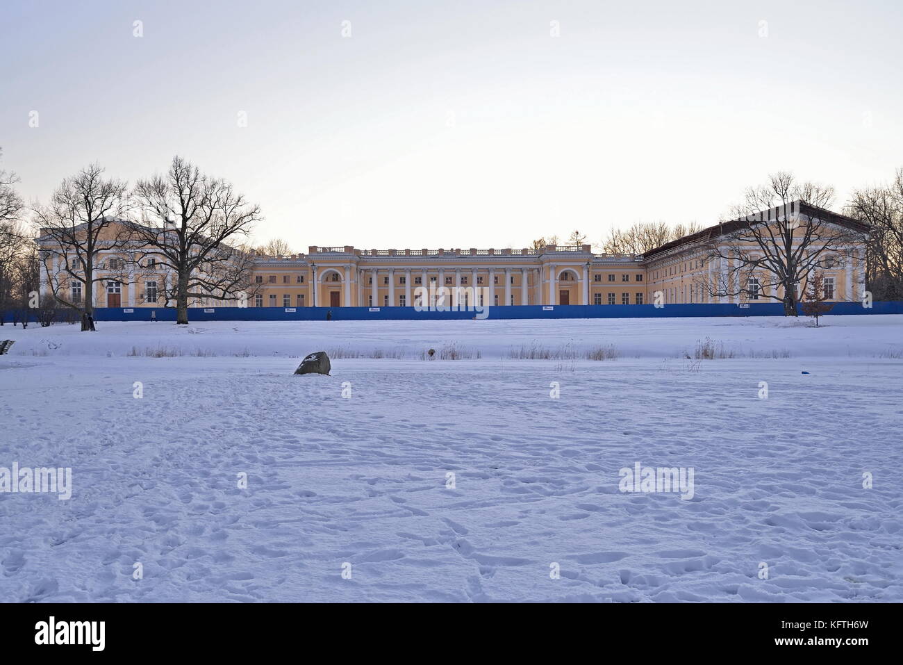 Alexander Palace restoration in winter. Pushkin, Tsarskoye Selo Stock ...