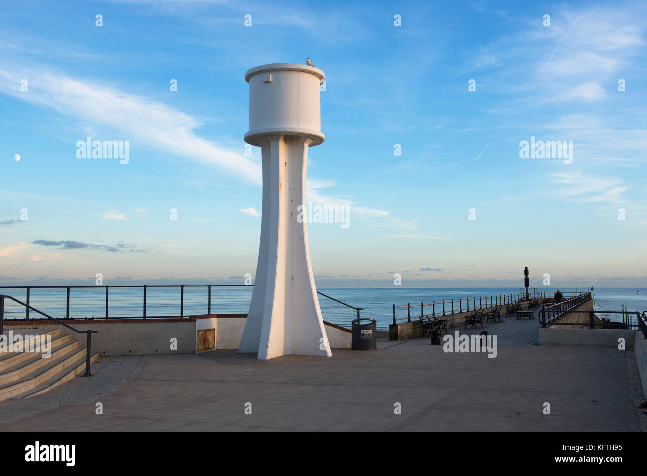 The navigation light on the east pier at Littlehampton on an autumn ...