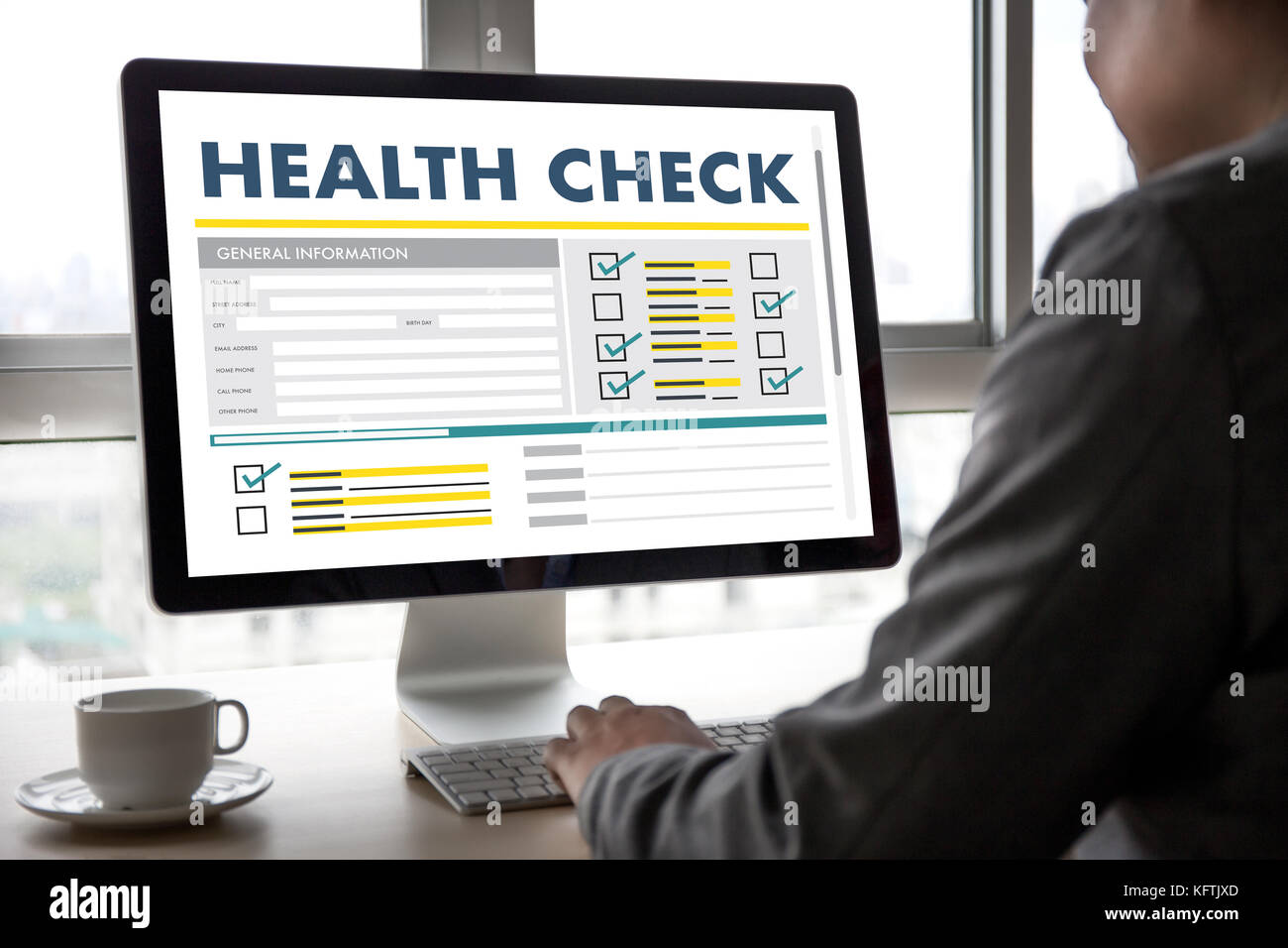 Digital HEALTH CHECK Concept working with computer interface as medical ...