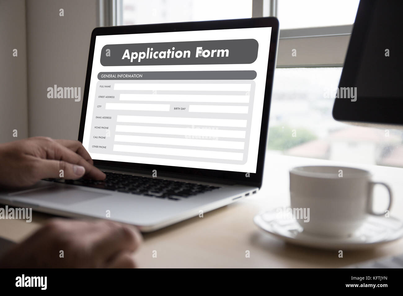 business man working on laptop computer use Online Web Job Application ...