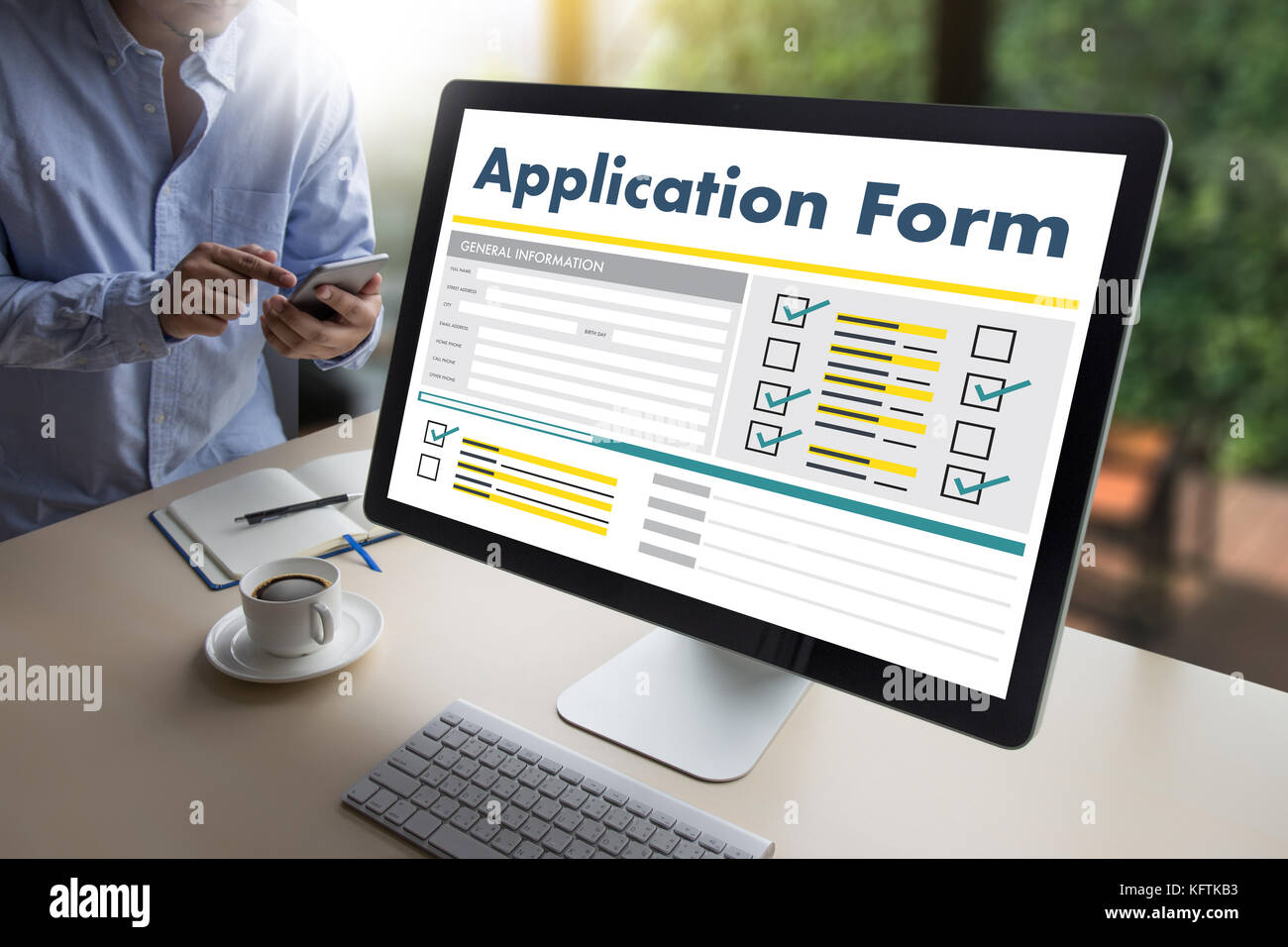 business man working on laptop computer use Online Web Job Application ...