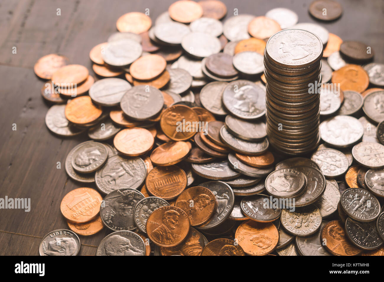 Tower of Coins Background; Money Background Stock Photo - Alamy