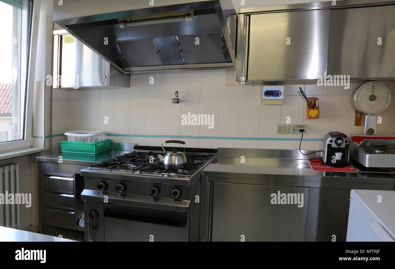 industrial kitchen with stainless steel cookers Stock Photo - Alamy