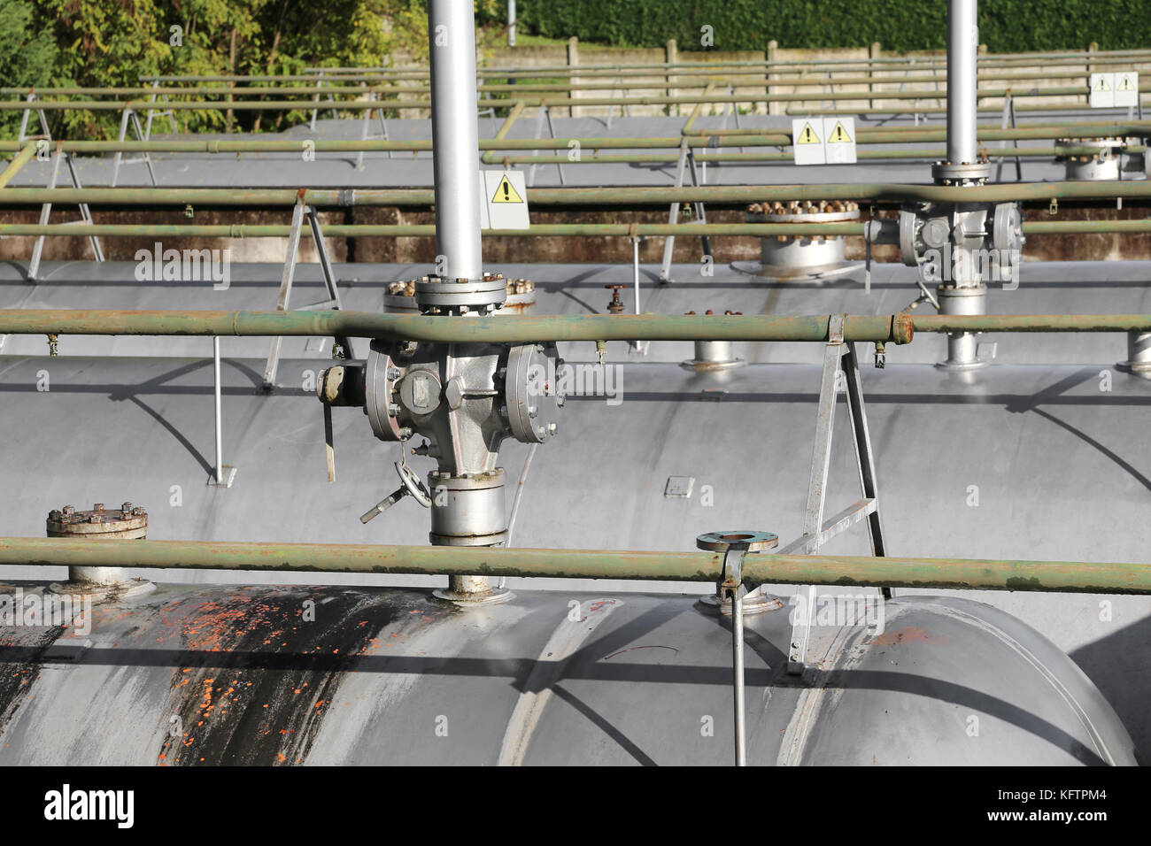 many pressurized tanks for the storage of methane gas in an industrial ...