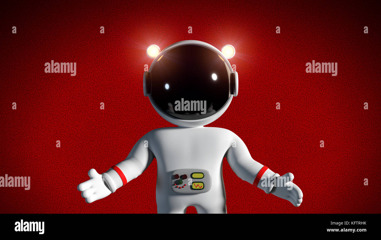 cute cartoon astronaut wearing a white space suit in front of a red ...