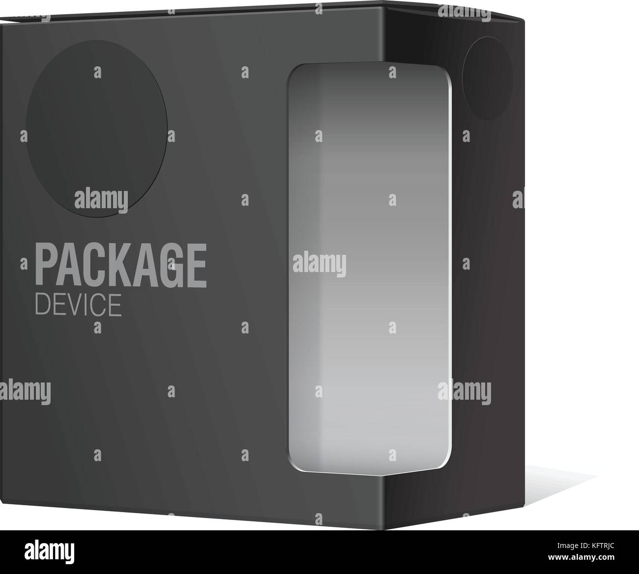 Black Realistic Package Cardboard Box with window Stock Vector Image ...