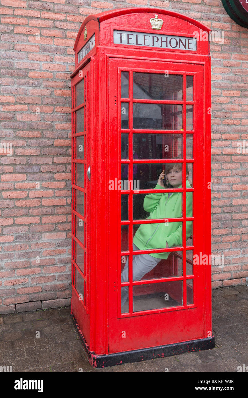 traditional telephone box, Bushmills, Co. Antrim, Northern Ireland ...