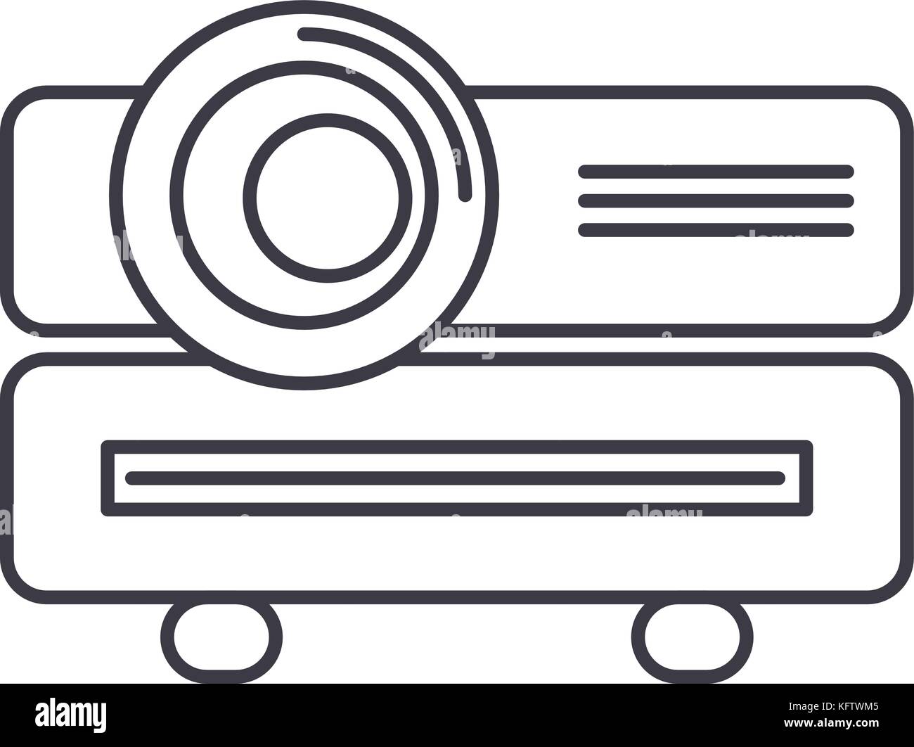 multimedia projector vector line icon, sign, illustration on background ...