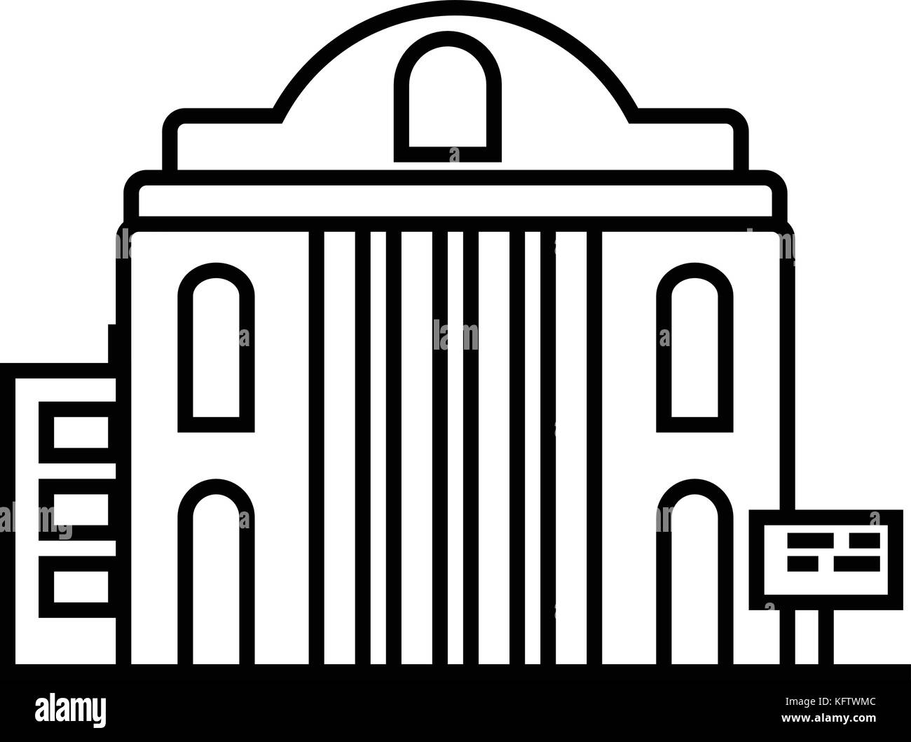 museum vector line icon, sign, illustration on background, editable ...