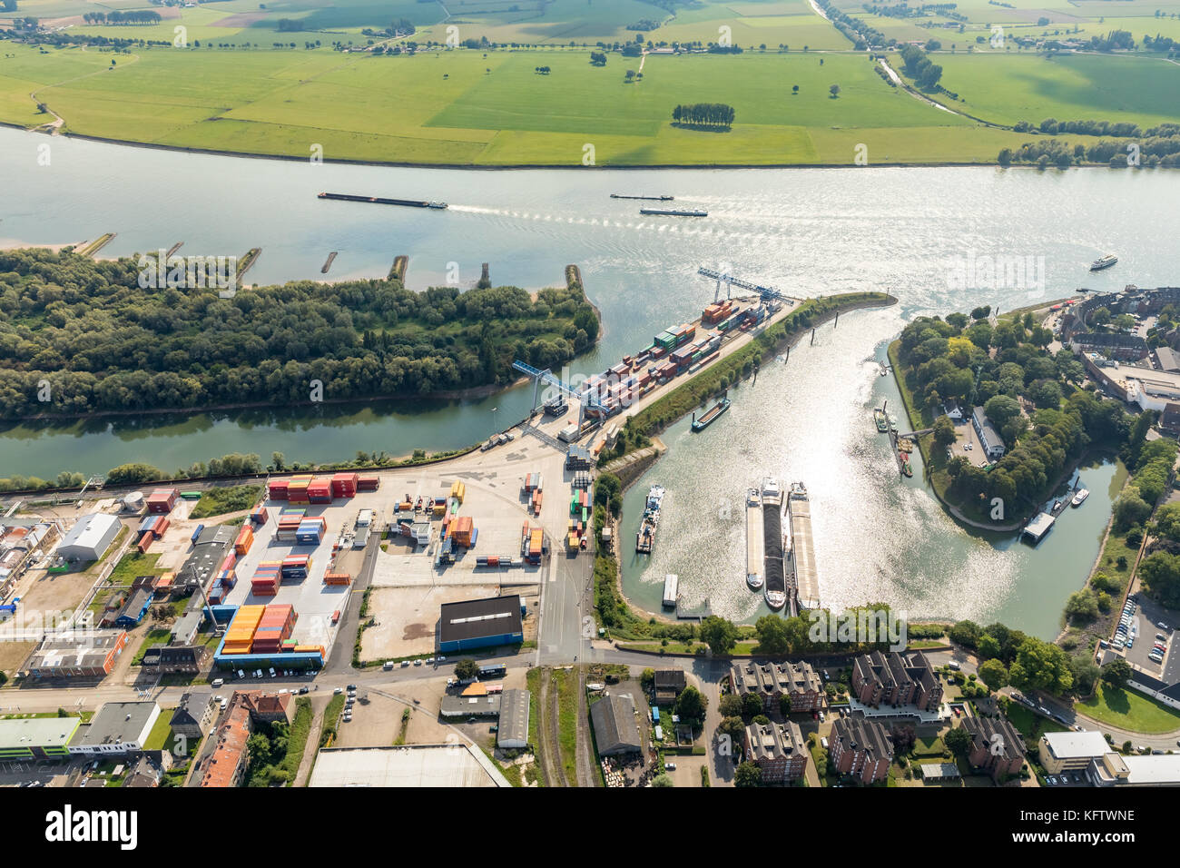 City Harbor Emmerich, river port on the Rhine, Port Emmerich, Lower ...