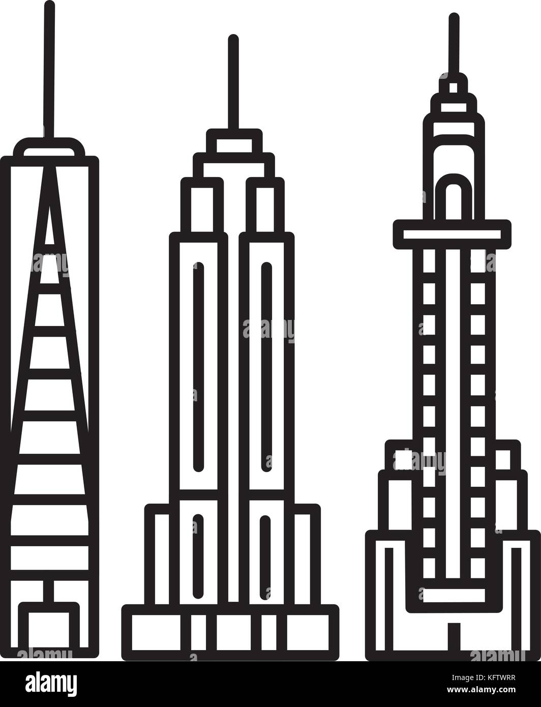 new york skyline vector line icon, sign, illustration on background ...