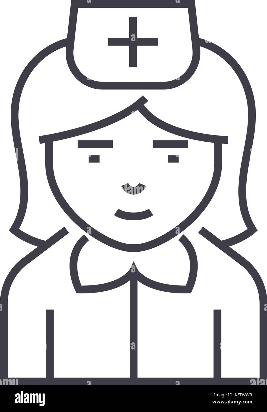 nurse sign vector line icon, sign, illustration on background, editable ...