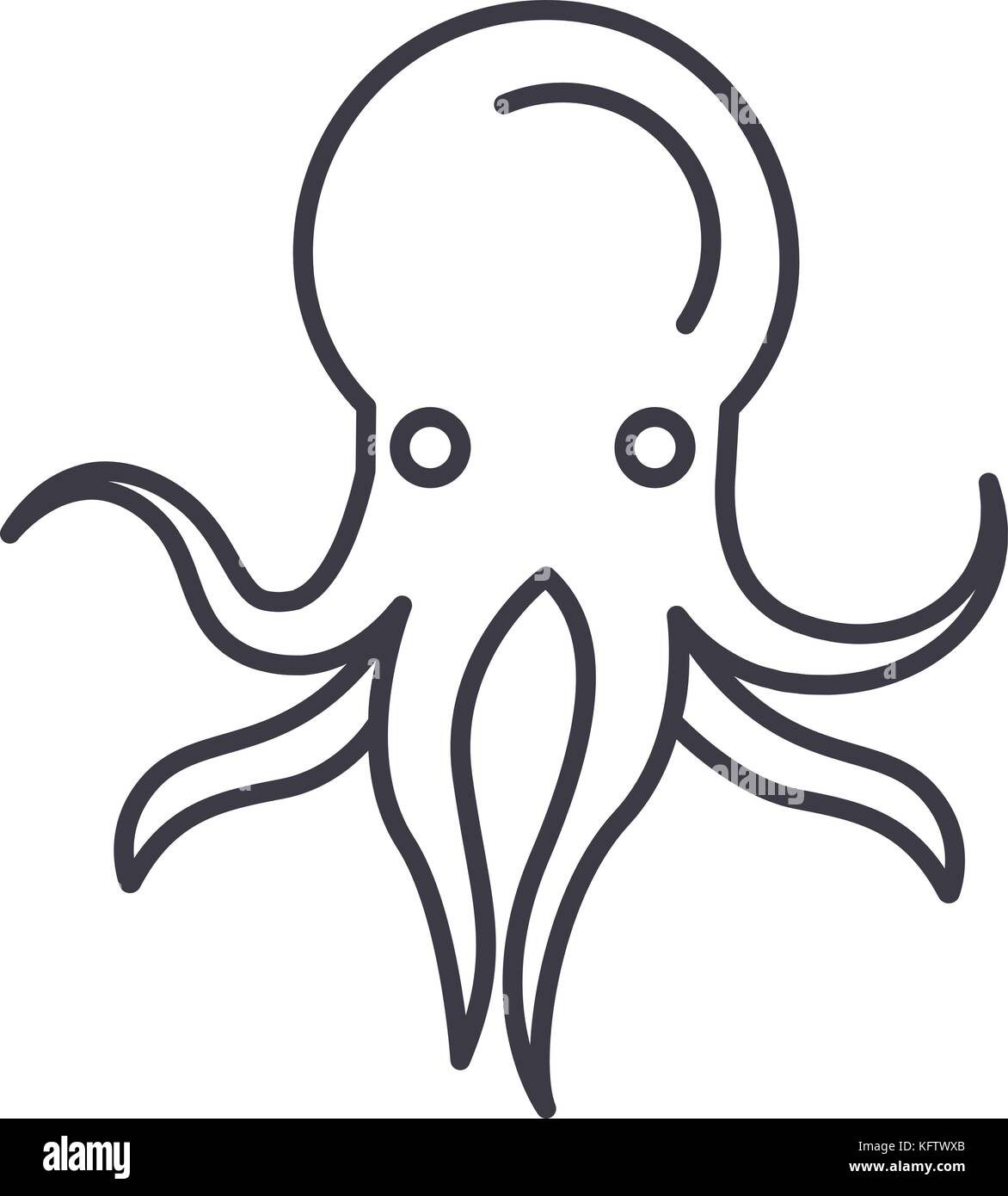 octopus vector line icon, sign, illustration on background, editable ...