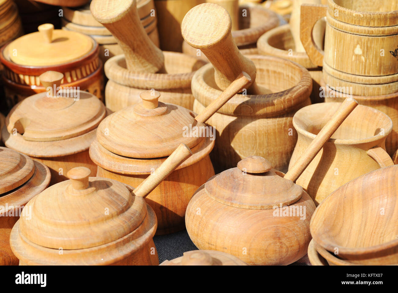 Traditional wooden ware. The subjects for kitchen Stock Photo - Alamy