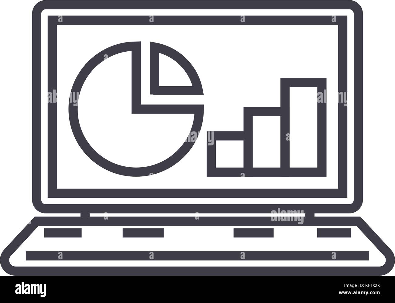 online statistics, data analytics vector line icon, sign, illustration ...