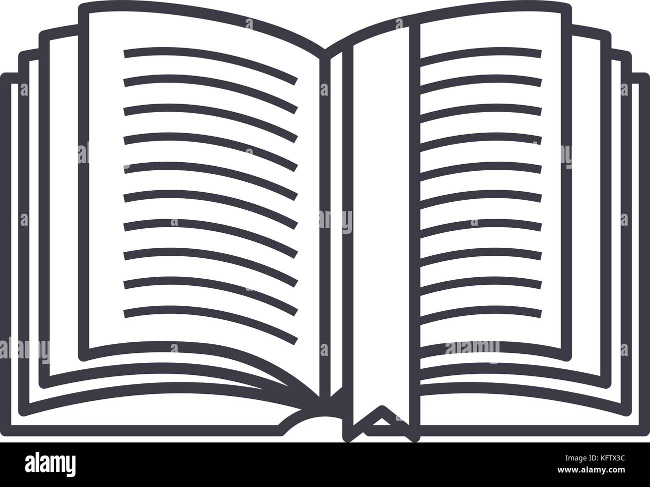 open book with tag vector line icon, sign, illustration on background ...