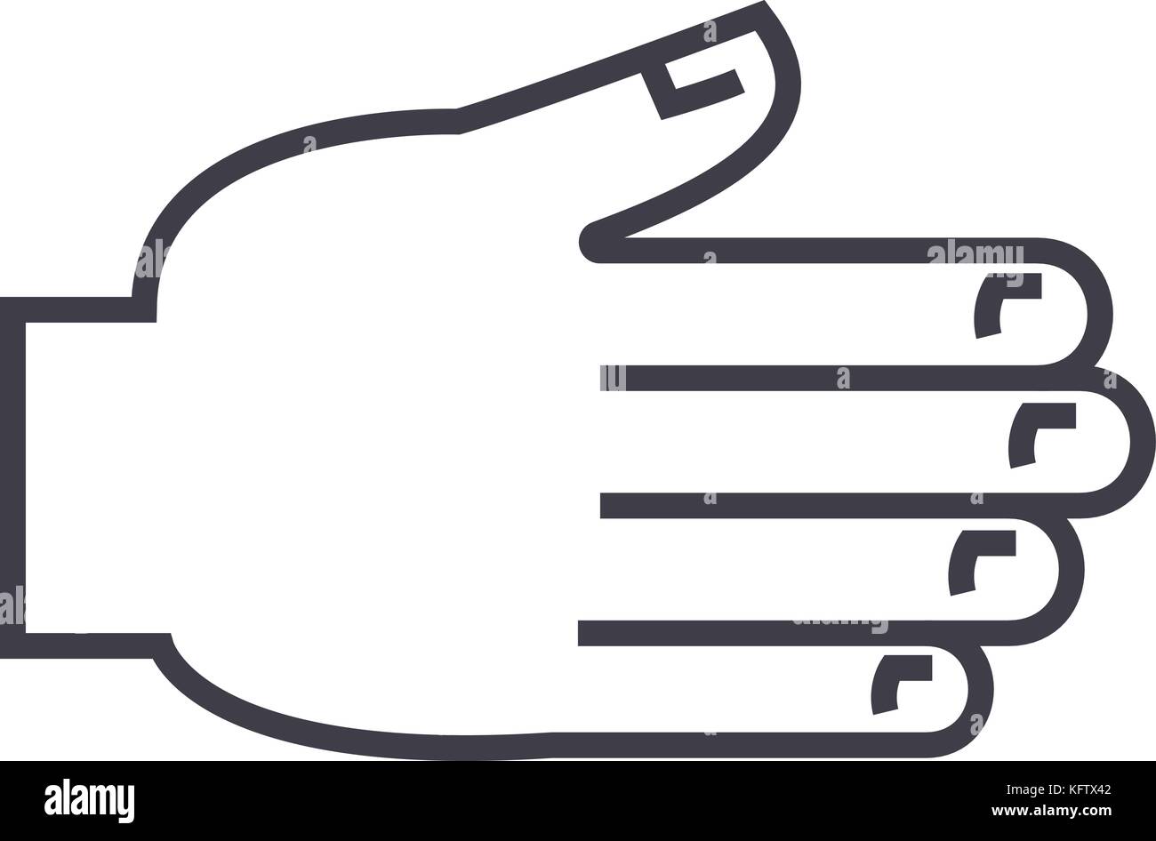 open palm vector line icon, sign, illustration on background, editable ...