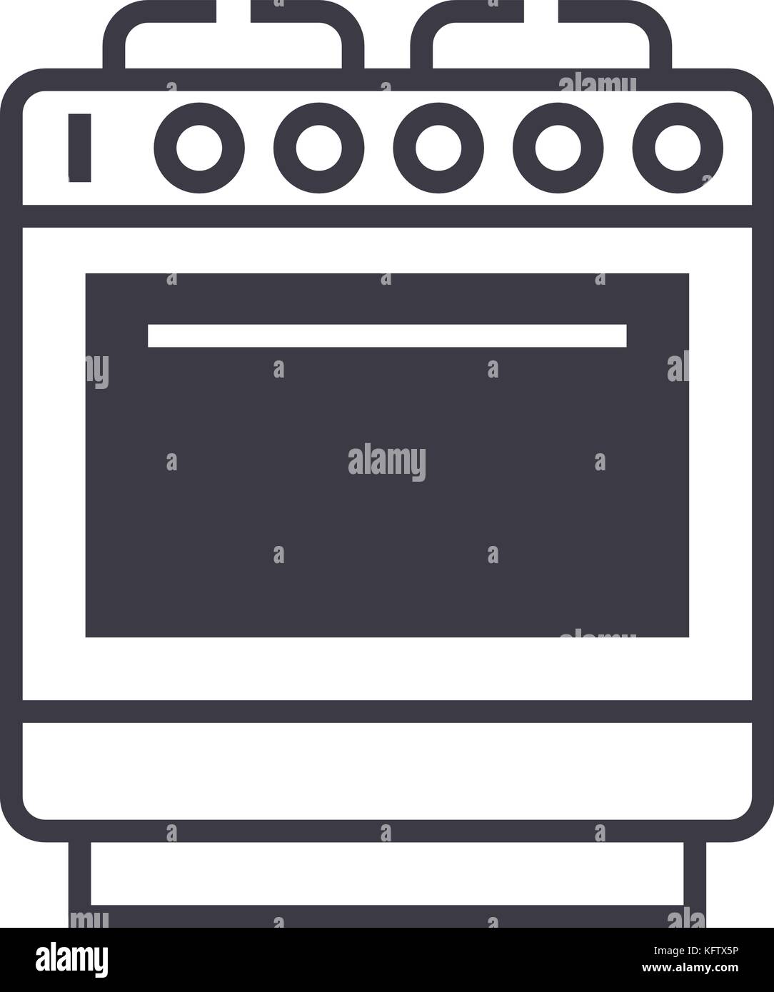 oven sign vector line icon, sign, illustration on background, editable ...