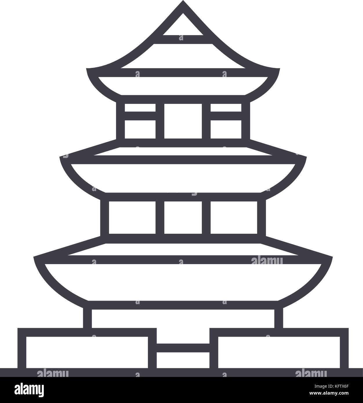 pagoda,japan vector line icon, sign, illustration on background ...