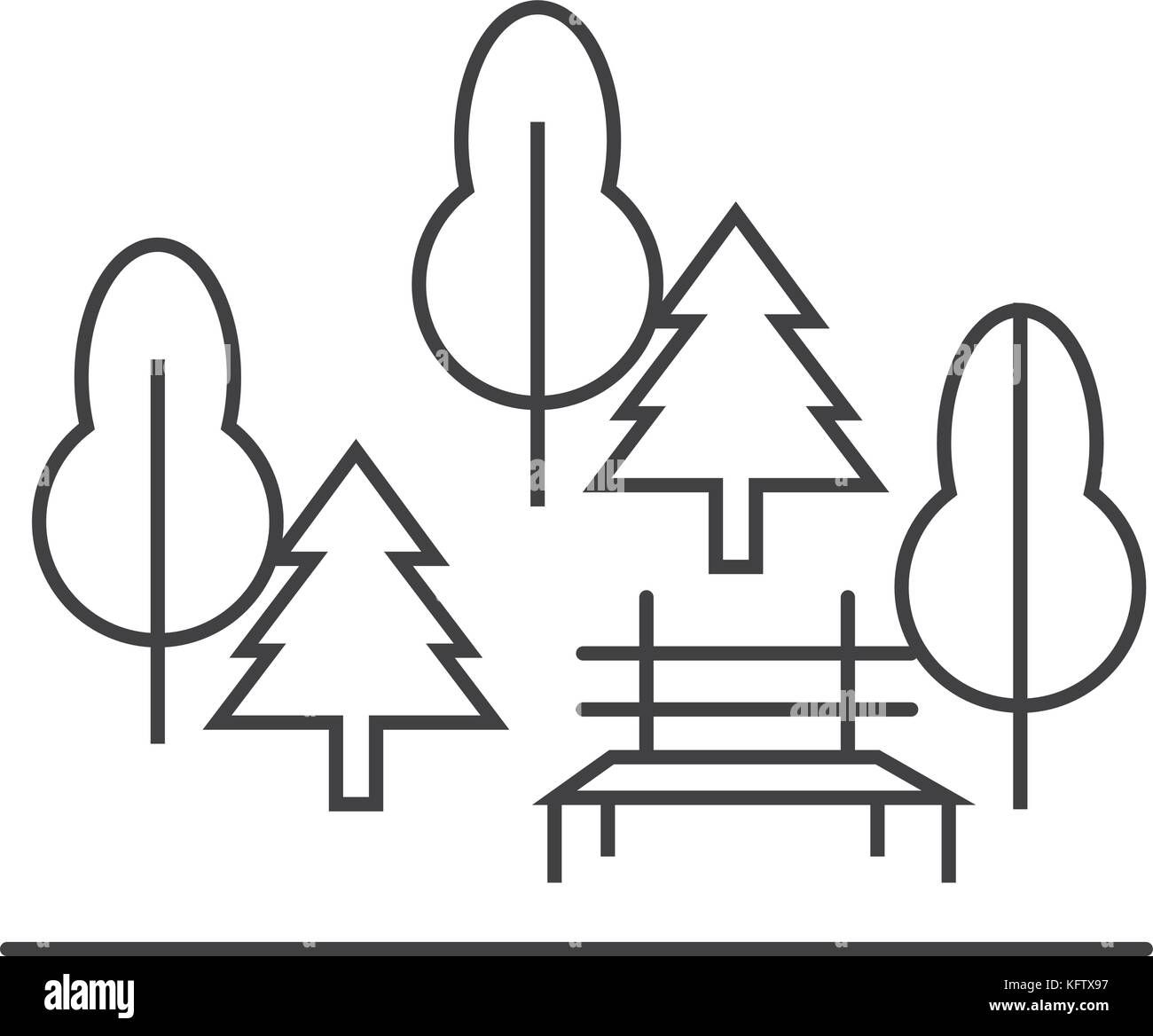 park vector line icon, sign, illustration on background, editable ...