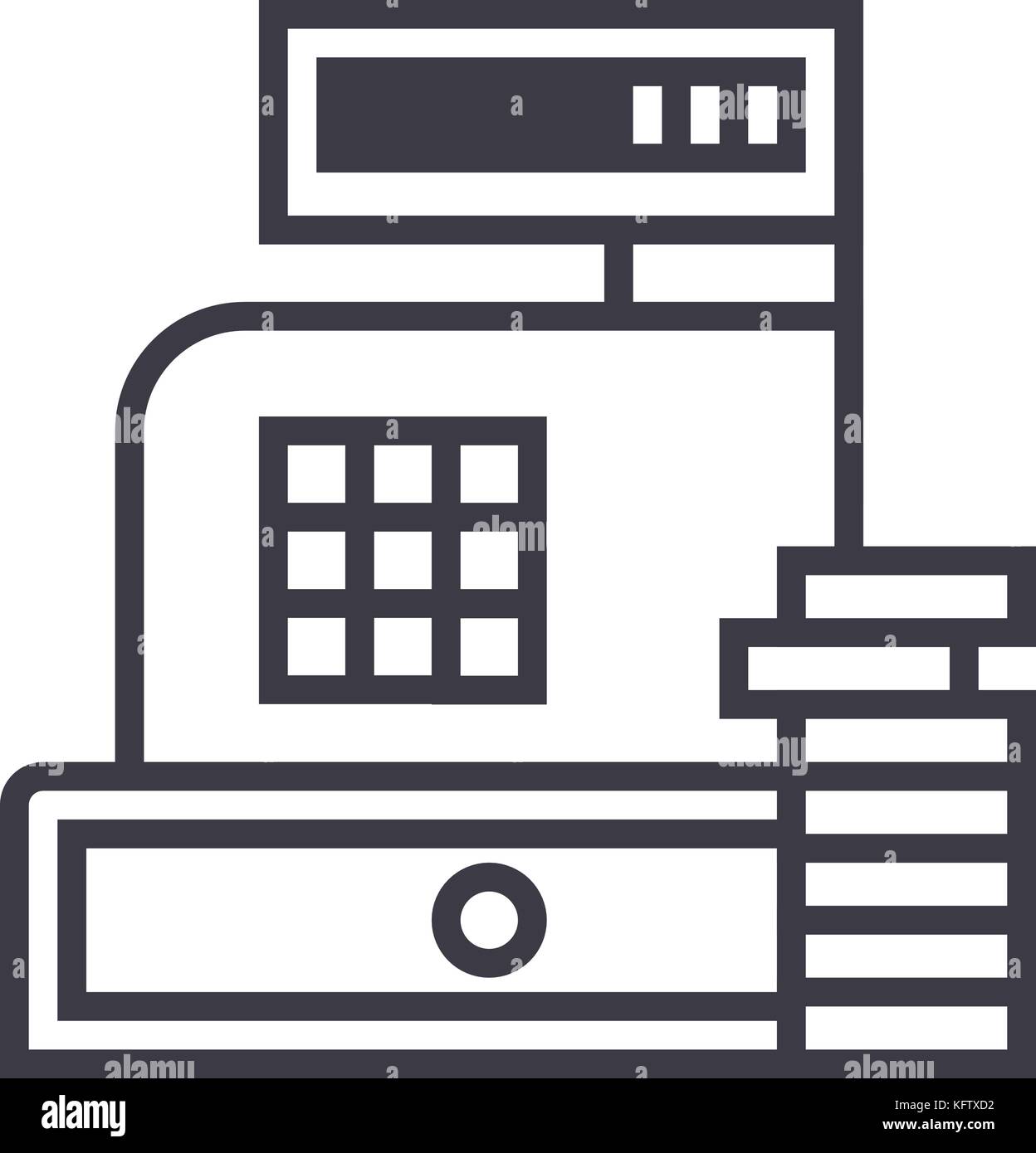 payment,cash register machine vector line icon, sign, illustration on ...