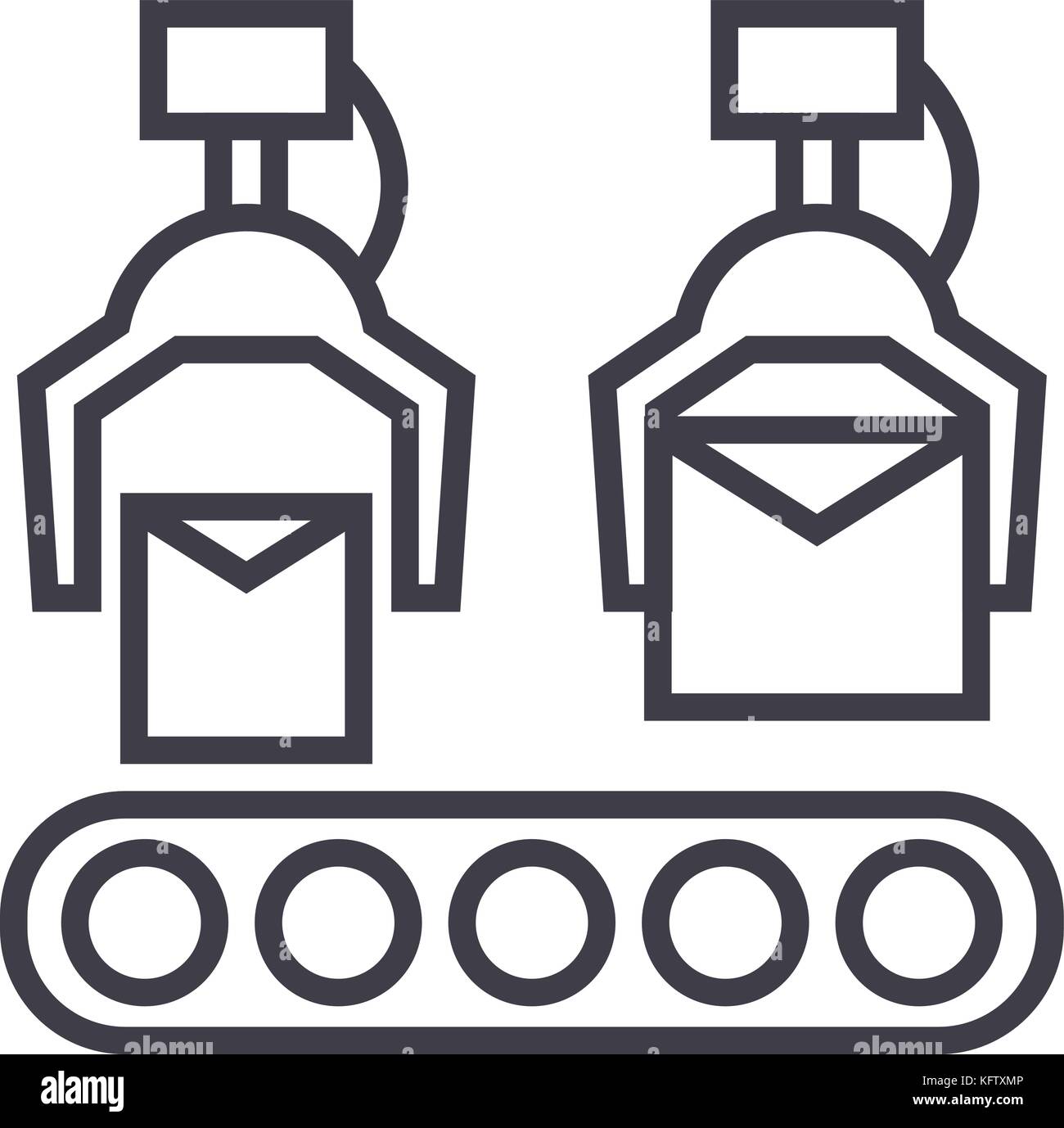 production line vector line icon, sign, illustration on background ...